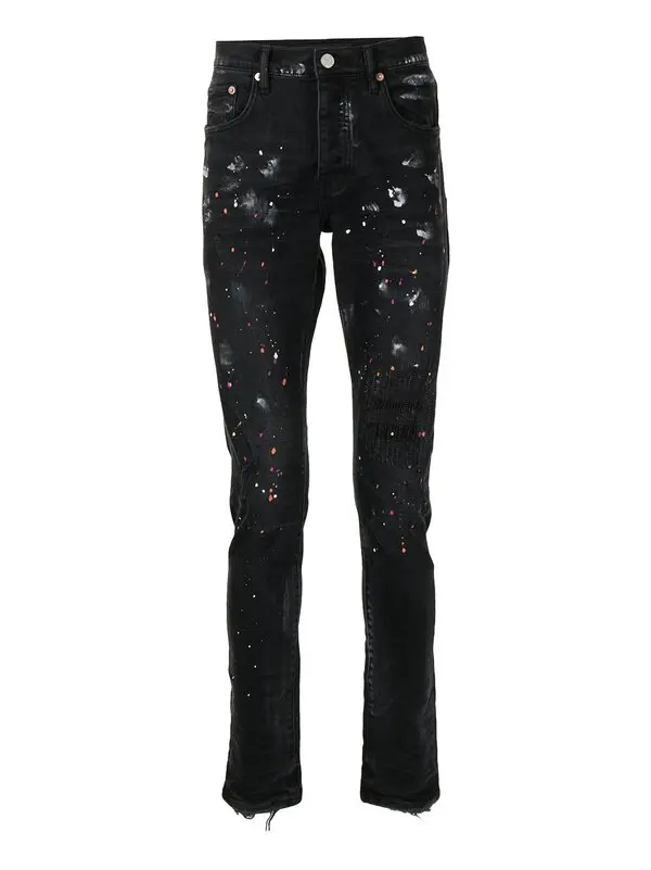 PURPLE BRAND Paint-splatter Denim Jeans - Black