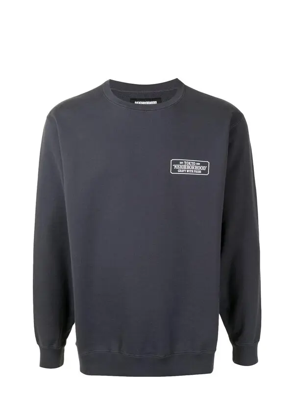 NEIGHBORHOOD Logo-print Long-sleeve Sweatshirt - Blue