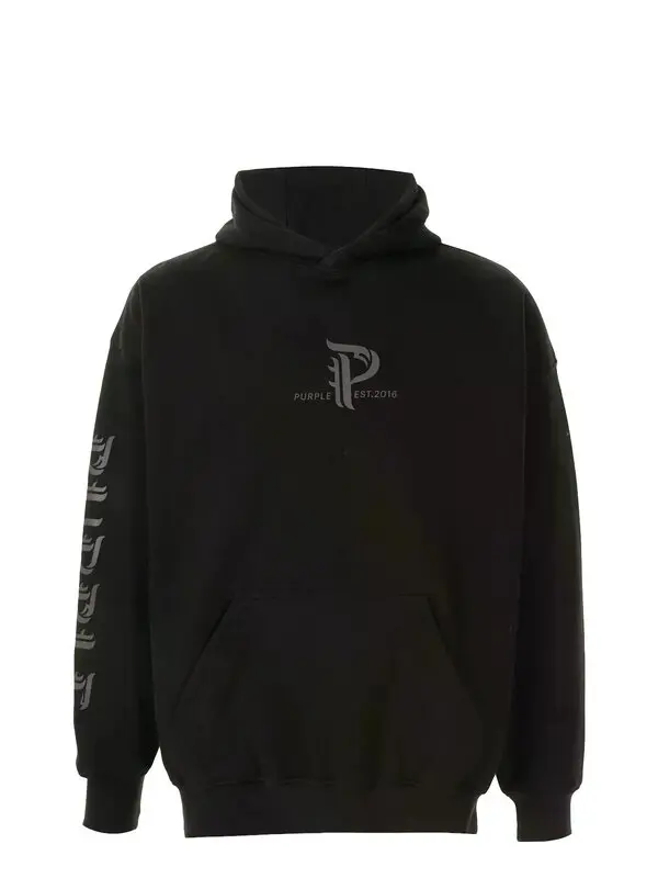 PURPLE BRAND Logo Print Hoodie - Black