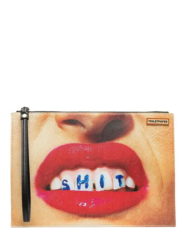 SELETTI Lipstick Photograph Print Clutch - Neutrals