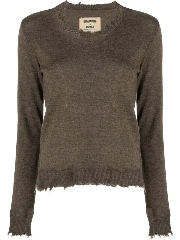 UMA WANG Round Neck Cashmere Jumper - Brown