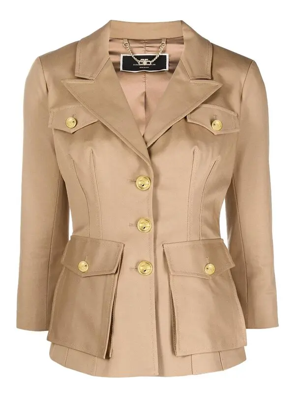 Elisabetta Franchi Three-quarter Sleeve Blazer - Neutrals