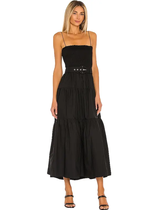 L'academie The Nour Midi Dress - Black