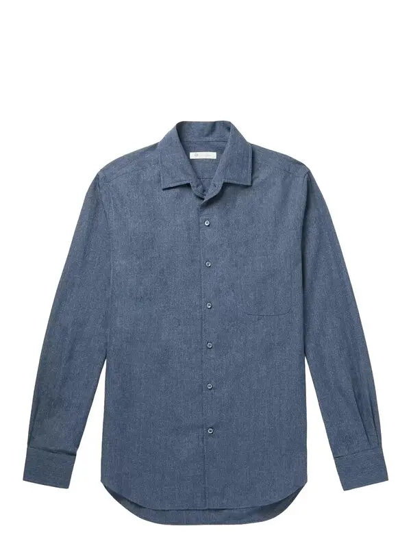 Loro Piana André Cotton And Silk-blend Shirt - Blue