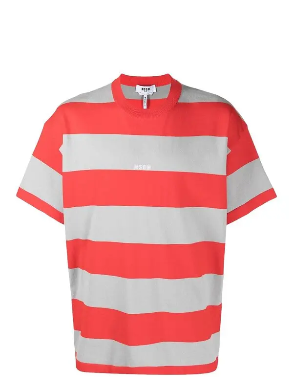 MSGM Logo-print Striped T-shirt - Grey