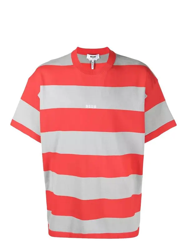MSGM Logo-print Striped T-shirt - Red