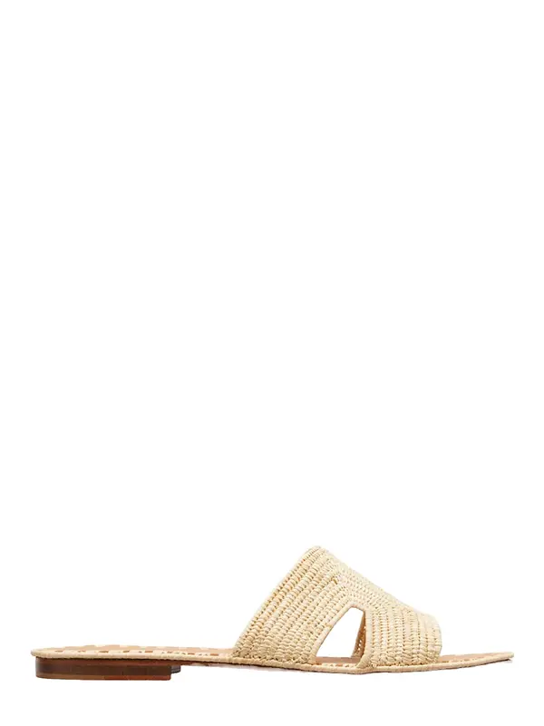 Carrie Forbes Cuadro Raffia Slide Sandals - Natural