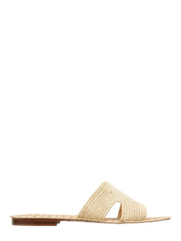 Carrie Forbes Cuadro Raffia Slide Sandals - Natural