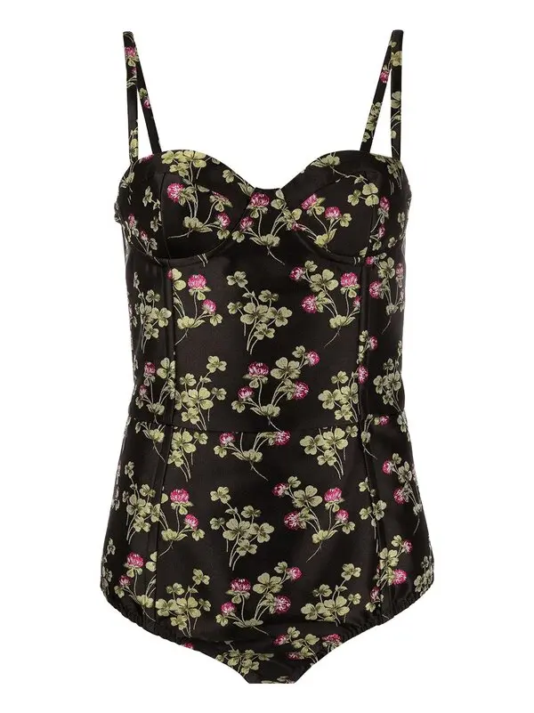 Red Valentino Floral-print Boned Bodice - Black