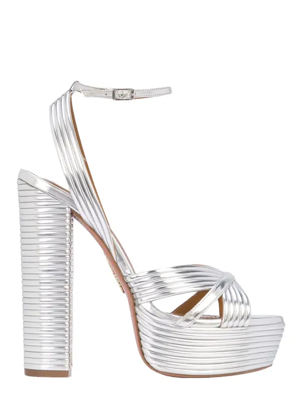 AQUAZZURA 140mm Sundance Plateau Sandals - Silver