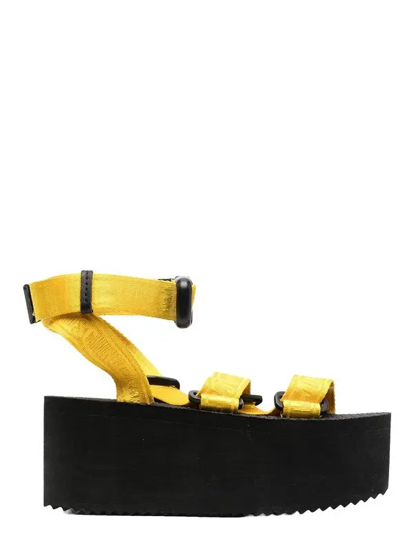 Moschino Logo-strap Flatform Sandals - Yellow