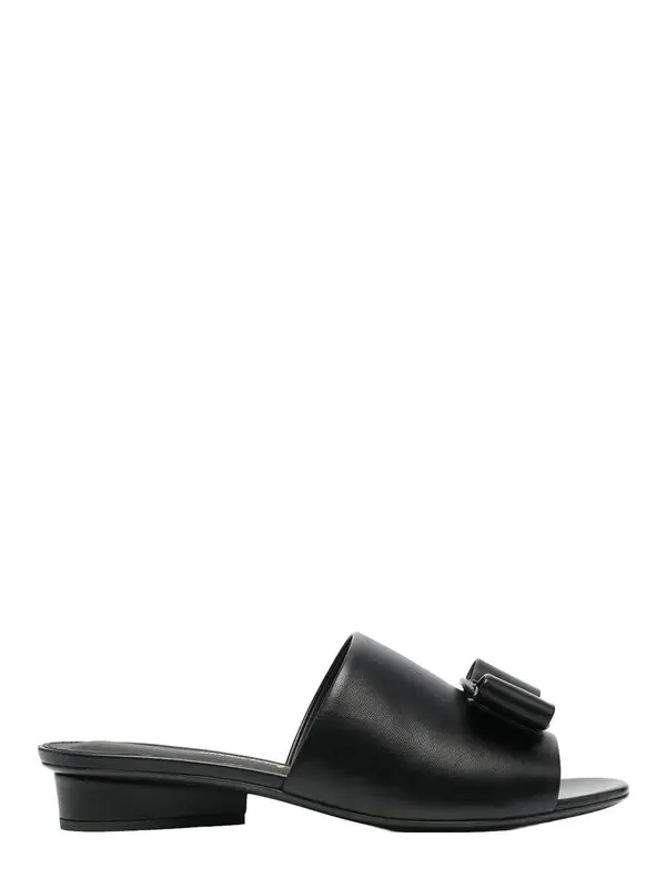 FERRAGAMO Double-bow Open Toe Sandals - Black