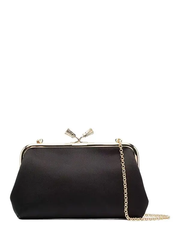 ANYA HINDMARCH Logo-plaque Recycled Silk Clutch Bag - Black