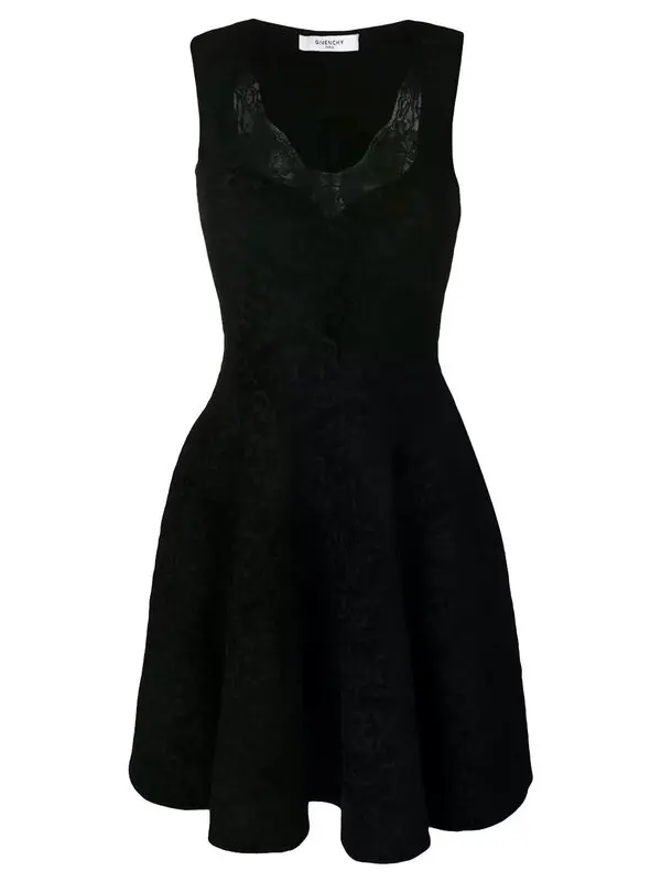 Givenchy Lace Trim Flared Dress - Black