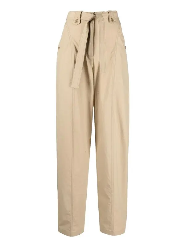 Kenzo Tied-waist Cropped Trousers - Neutrals