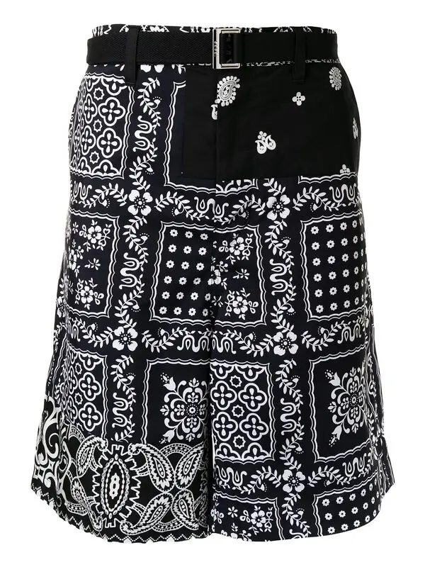 Sacai Bandana-print Cargo Shorts - Black