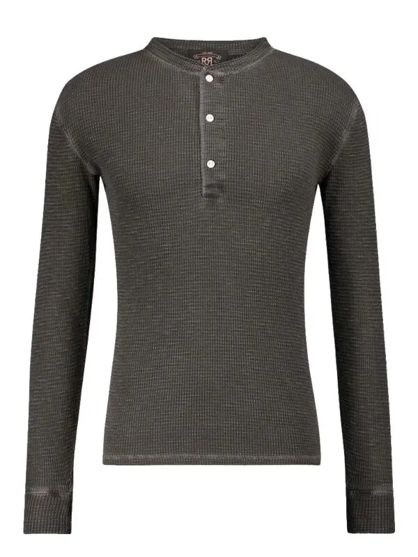 Ralph Lauren Waffle-knit Cotton Henley Shirt - Black