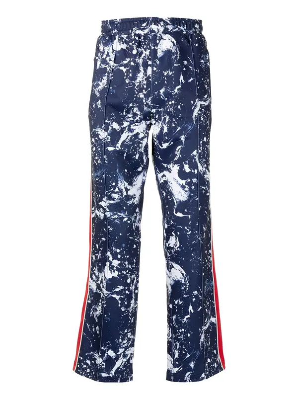 PORTS V Printed Side-stripe Track Pants - Blue