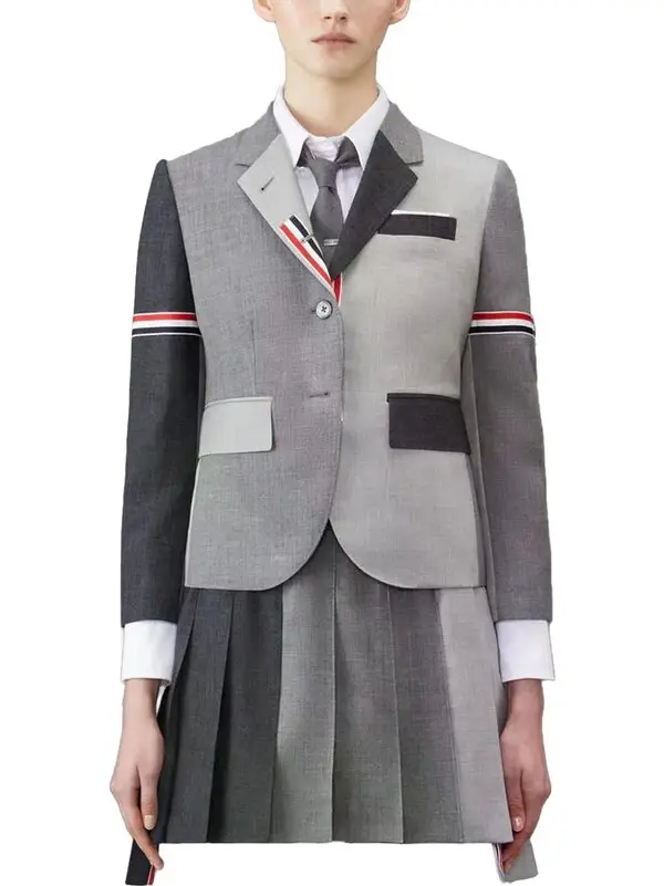 Thom Browne Fun-mix Panelled Blazer - Grey