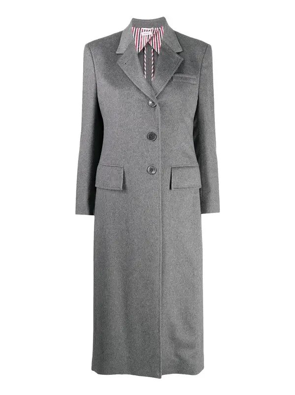 Thom Browne Wide Lapel Cashmere Overcoat - Grey