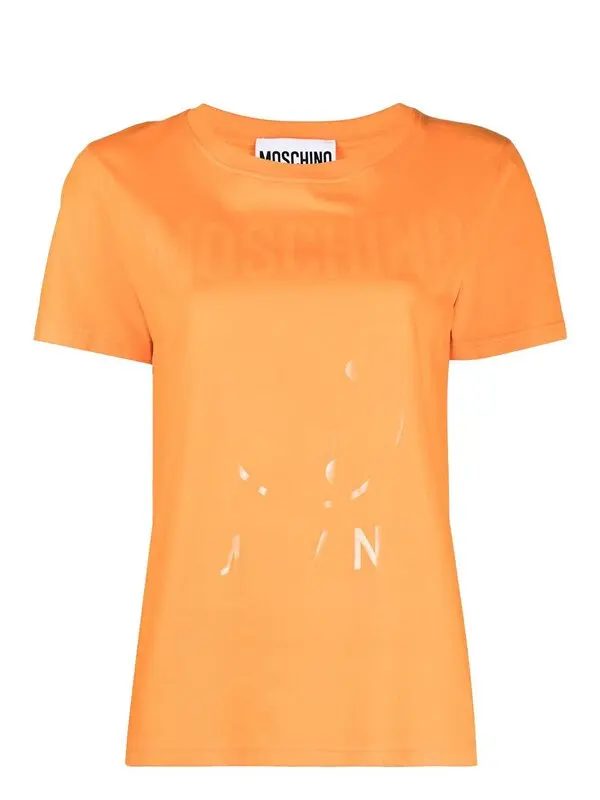 Moschino Print Cotton T-shirt - Orange