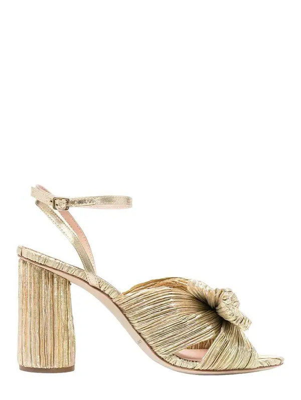 LOEFFLER RANDALL Camellia Pleated Leather Sandals - Gold