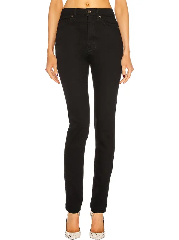 Saint Laurent High Waist Skinny Jeans - Worn Black
