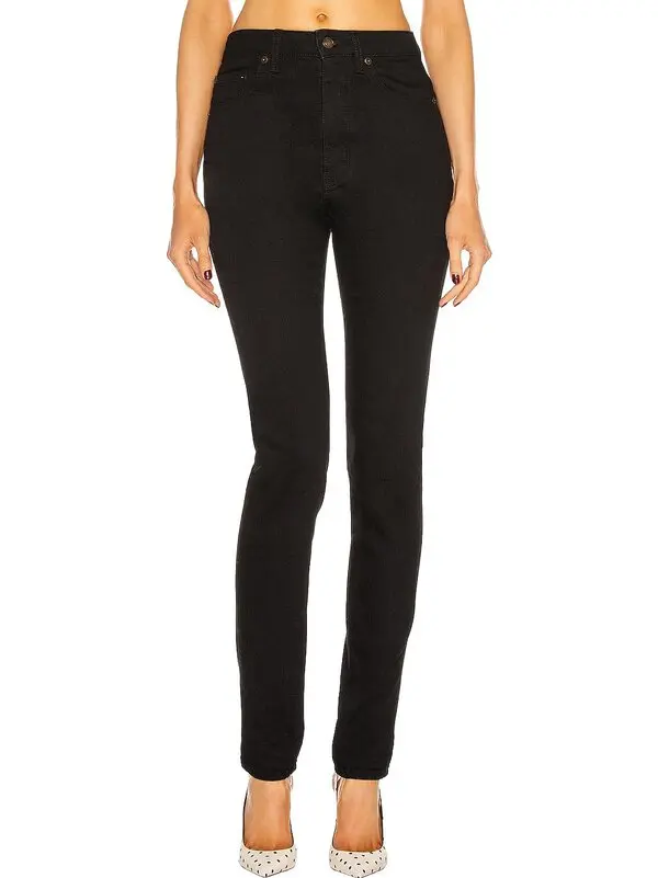 Saint Laurent High Waist Skinny Jeans - Worn Black