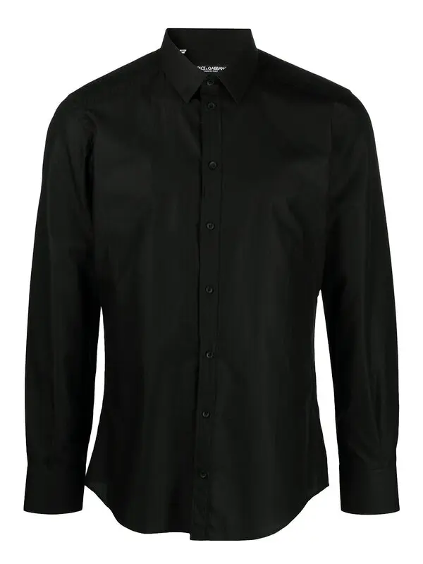 Dolce & Gabbana Pinstripe Long-sleeve Cotton Shirt - Black
