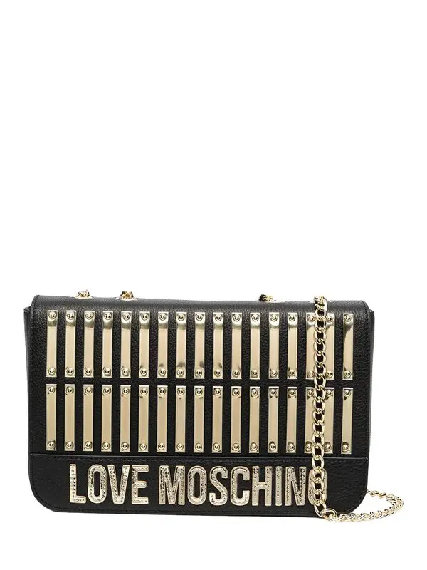Moschino Logo-plaque Leather Shoulder Bag - Black
