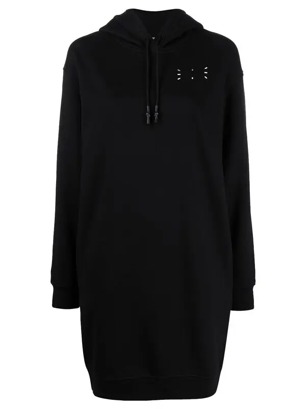 Alexander McQueen Logo Print Hooded Dress - Black