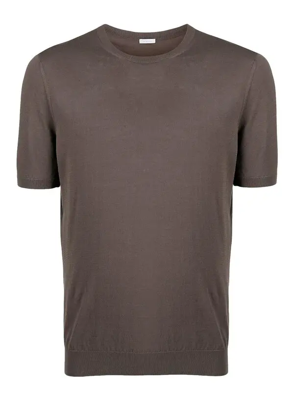 Malo Short-sleeved Knit T-shirt - Brown