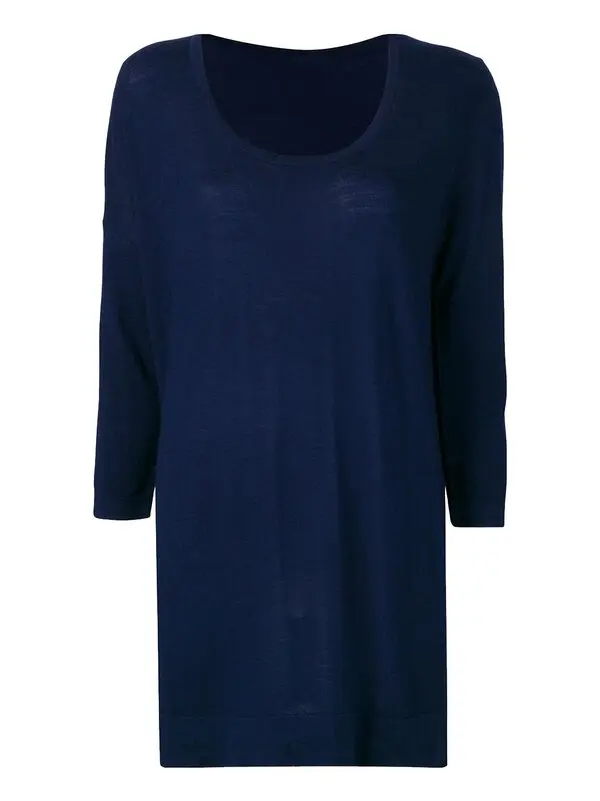 SOTTOMETTIMI Merino Wool Longline Sweater - Blue