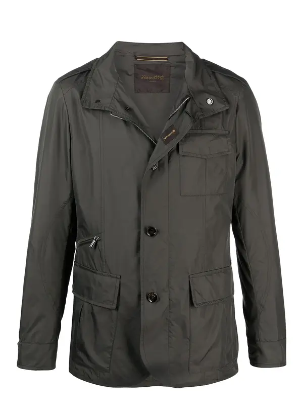 MOORER Hooded Buttoned Jacket - Green