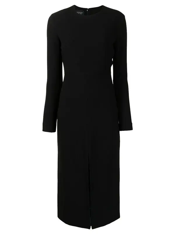 Giambattista Valli Round Neck Long-sleeved Midi Dress - Black