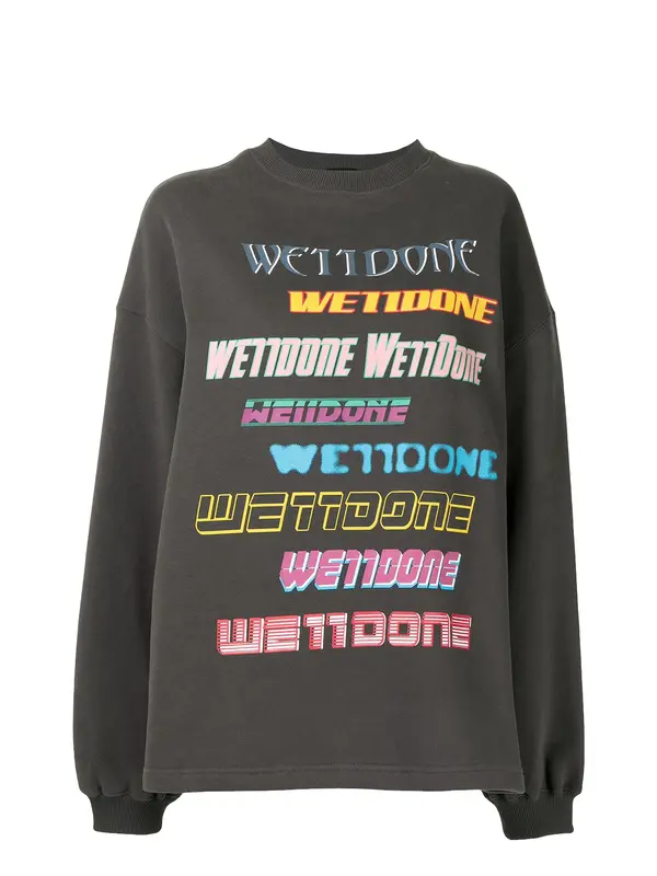 We11Done Oversized Logo Print Sweatshirt - Grey