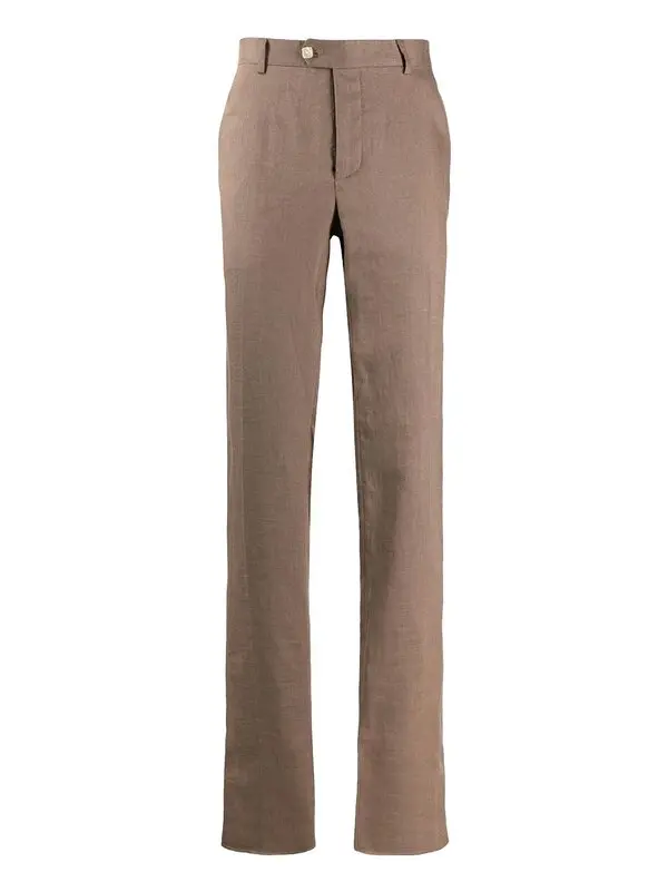 BILLIONAIRE Crest Embroidery Tailored Trousers - Brown