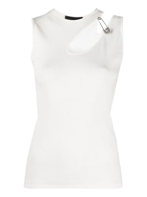 Philipp Plein Cutout T-shirt With Safety Pin - White