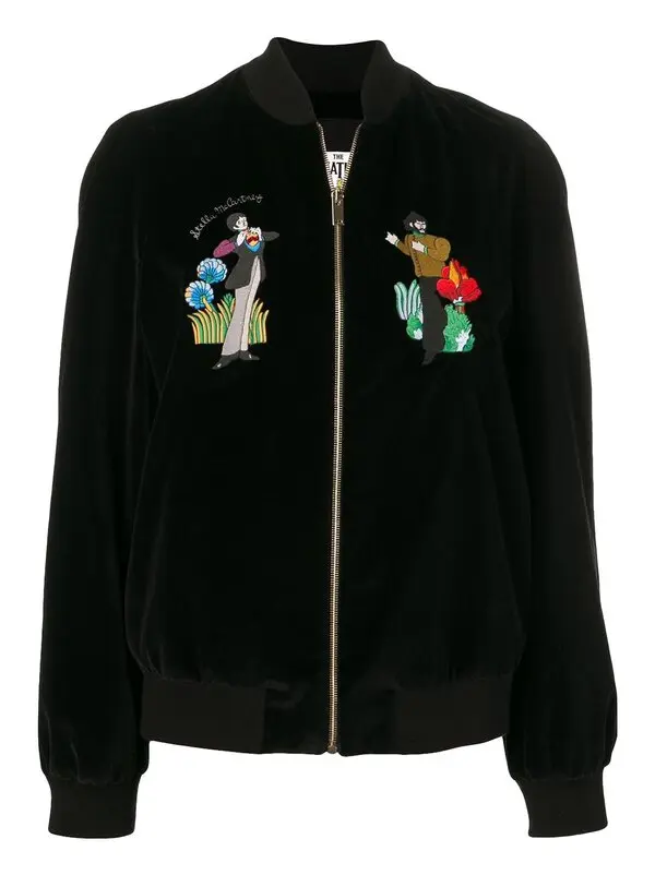 Stella McCartney All Together Now' Embroidered Bomber Jacket - Black