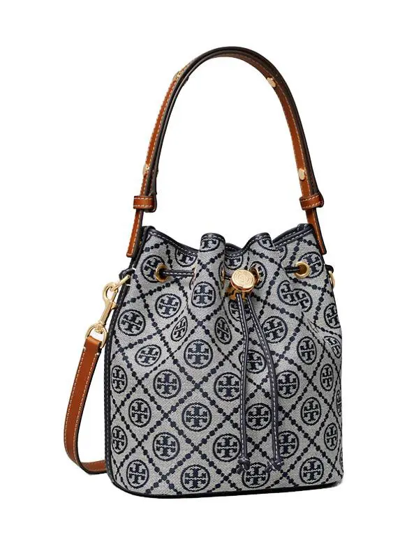 Tory Burch T Monogram Jacquard Bucket Bag - Tory Navy