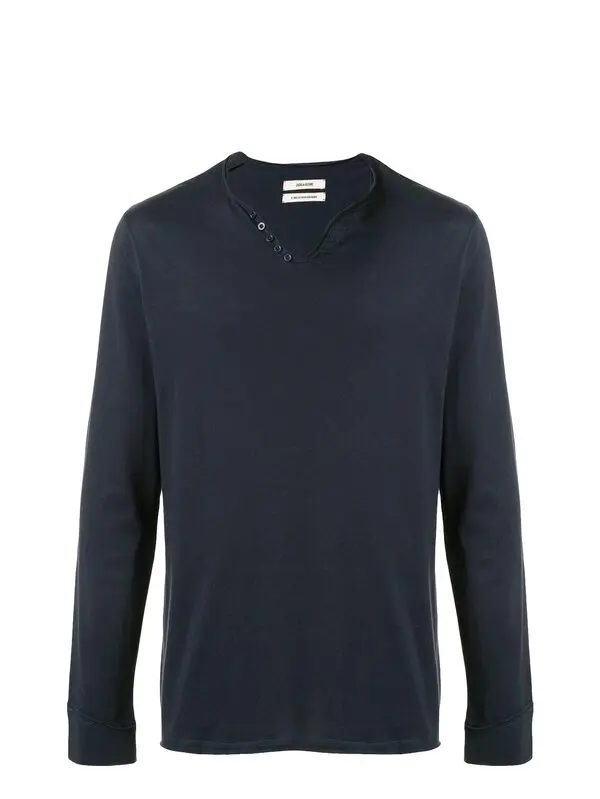 Zadig&Voltaire Long-sleeve V-neck T-shirt - Blue
