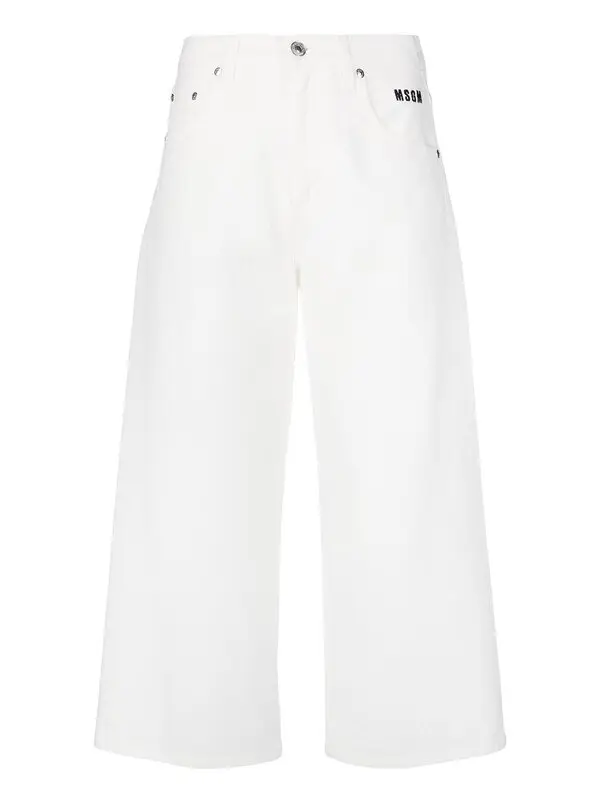 MSGM Logo-print Cropped Jeans - Neutrals