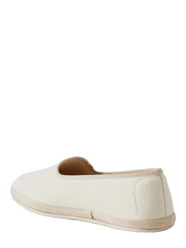Loro Piana Venice Cashmere-blend Flannel Slippers - Ecru