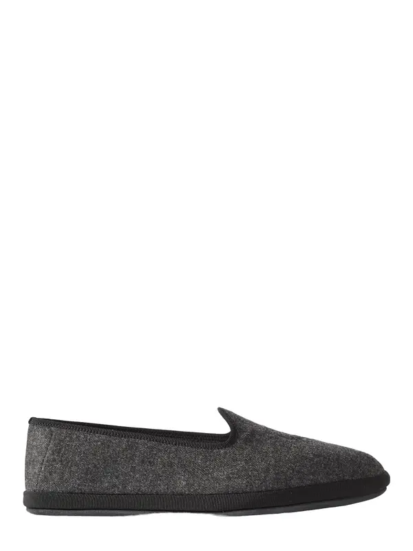 Loro Piana Venice Cashmere-blend Flannel Slippers - Gray