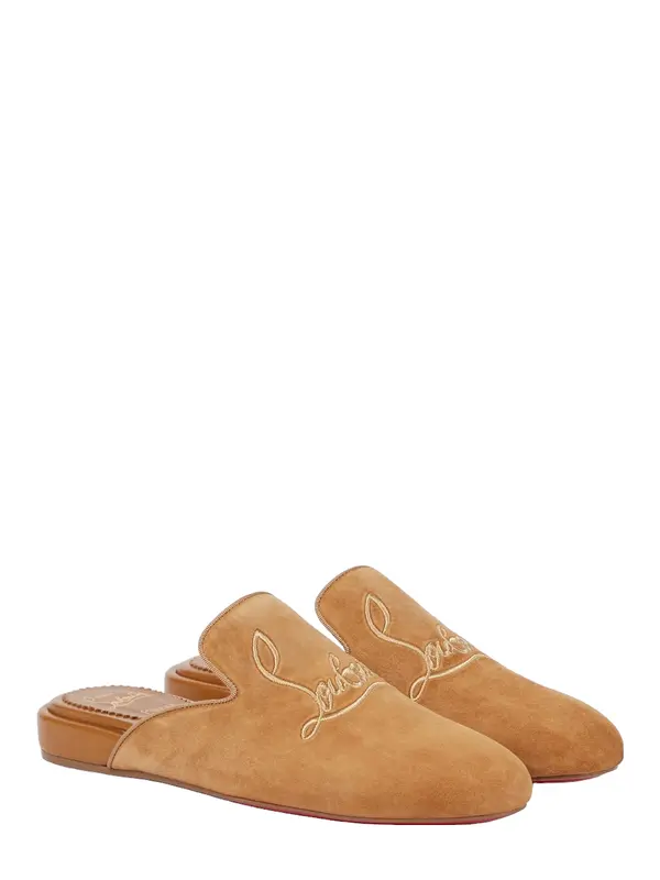 CHRISTIAN LOUBOUTIN Coolito Donna Suede Slippers - Brown