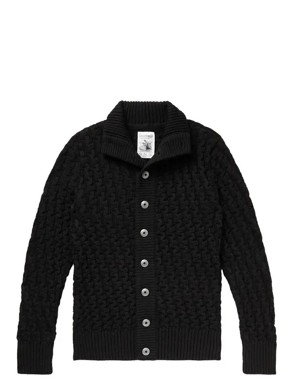 S.N.S. HERNING Stark Textured Virgin Wool Cardigan - Black