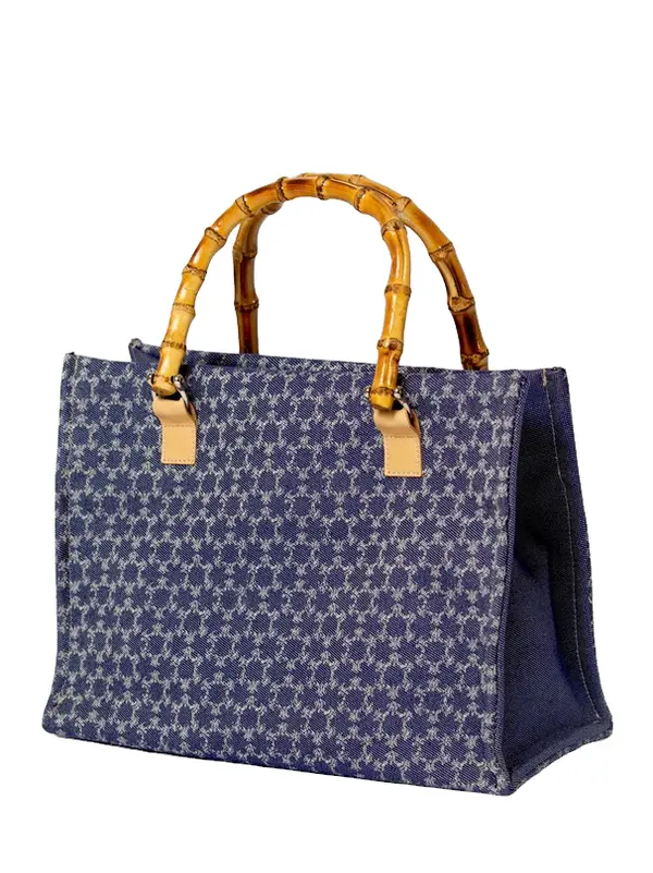 Miguelina Allegra Monogram Handbag - Navy