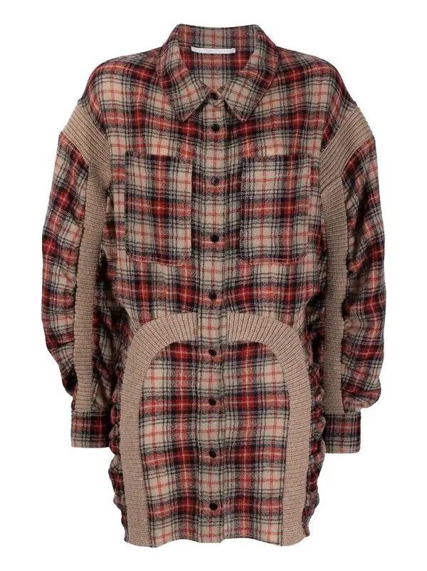 Stella McCartney Check Pattern Mini Shirtdress - Neutrals