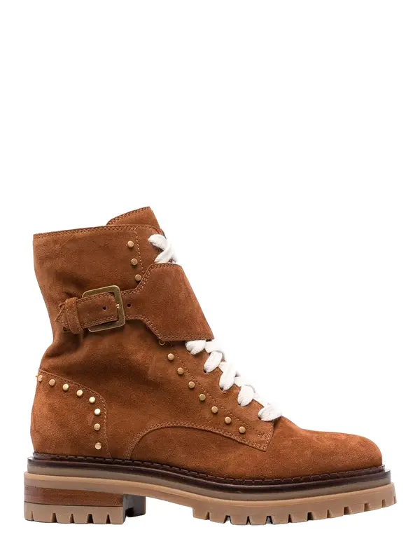 SERGIO ROSSI Lace-up Suede Boots - Brown