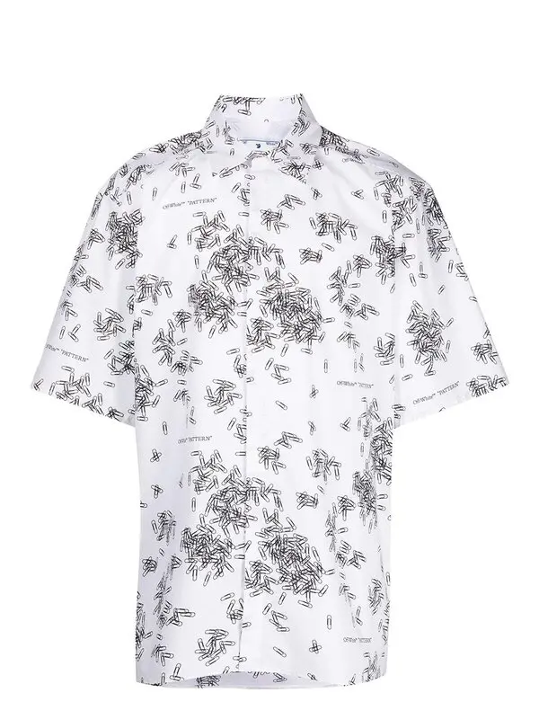 Off-White Paperclip-print Cotton Shirt - White